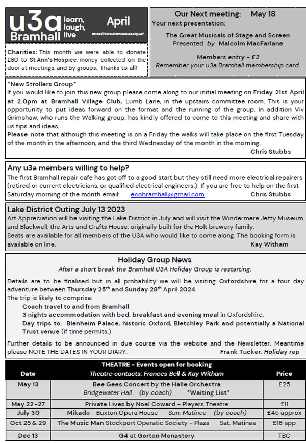 Newsletters | Bramhall u3a